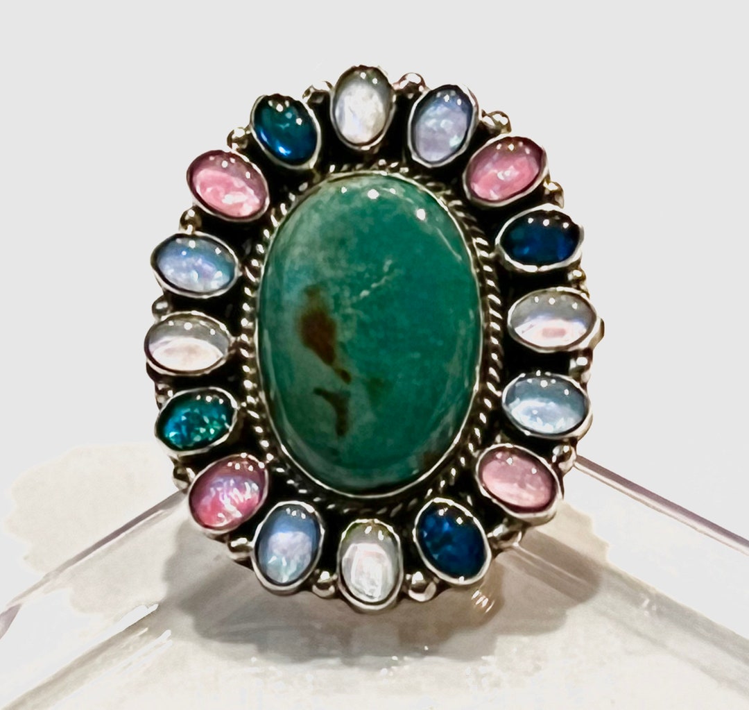 Navajo Signed-geraldine James, Large Vintage Sterling Silver Cerrillos ...