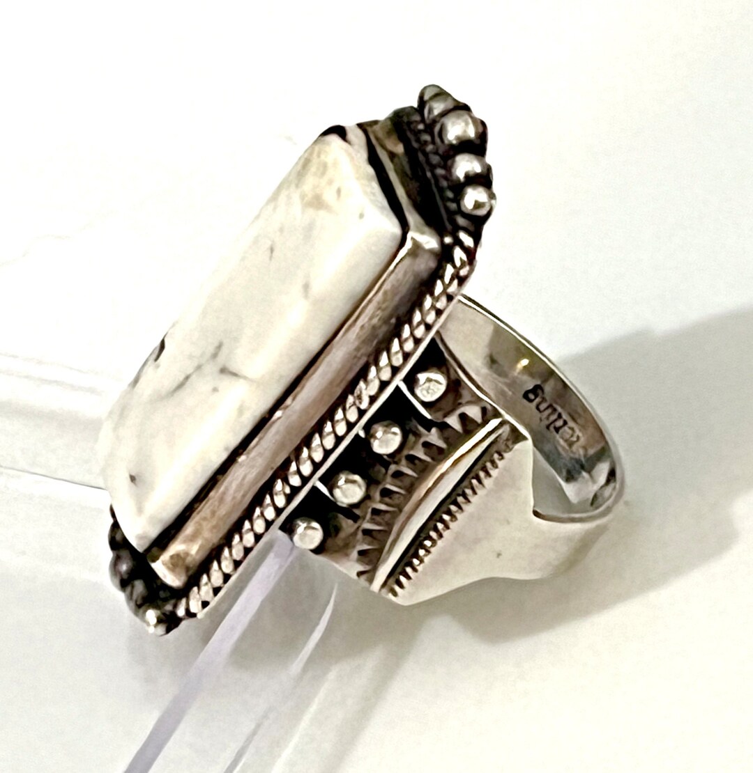 Signed-albert Jake,navajo Vintage White Buffalo Turquoise Sterling ...