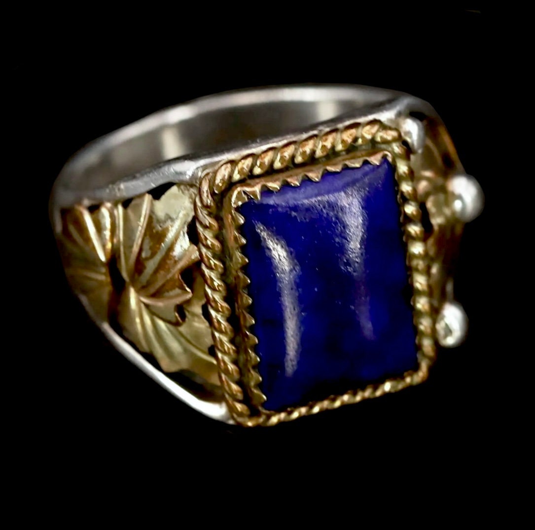 Signed-richard Begay, Navajo Vintage Sterling Silver Lapis Gold Wash ...