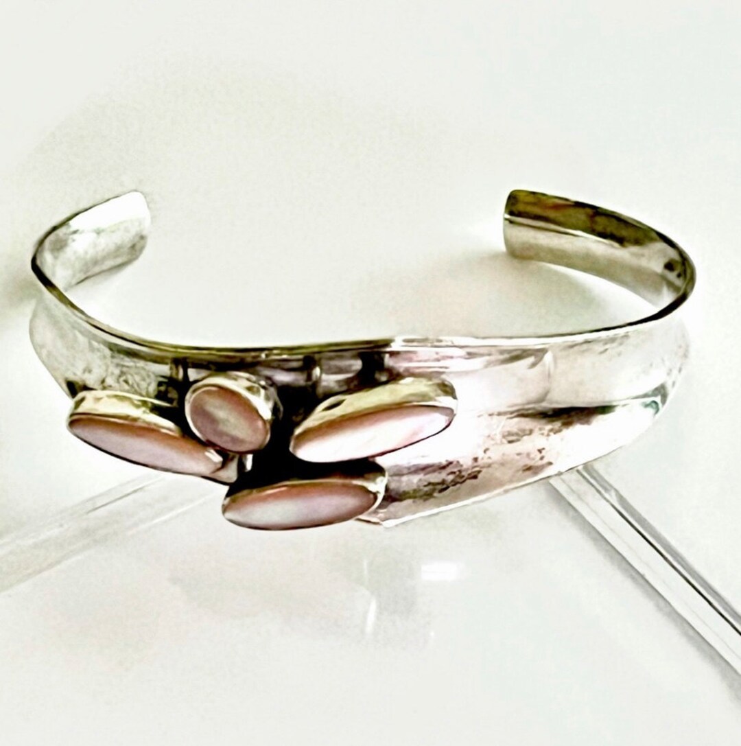 Signed - Alice Platero, Navajo. Vintage Sterling Silver Pink Mop Cuff ...