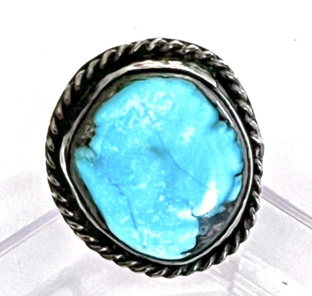 Old Pawn Navajo Sterling Silver Bisbee Turquoise Ring - Etsy
