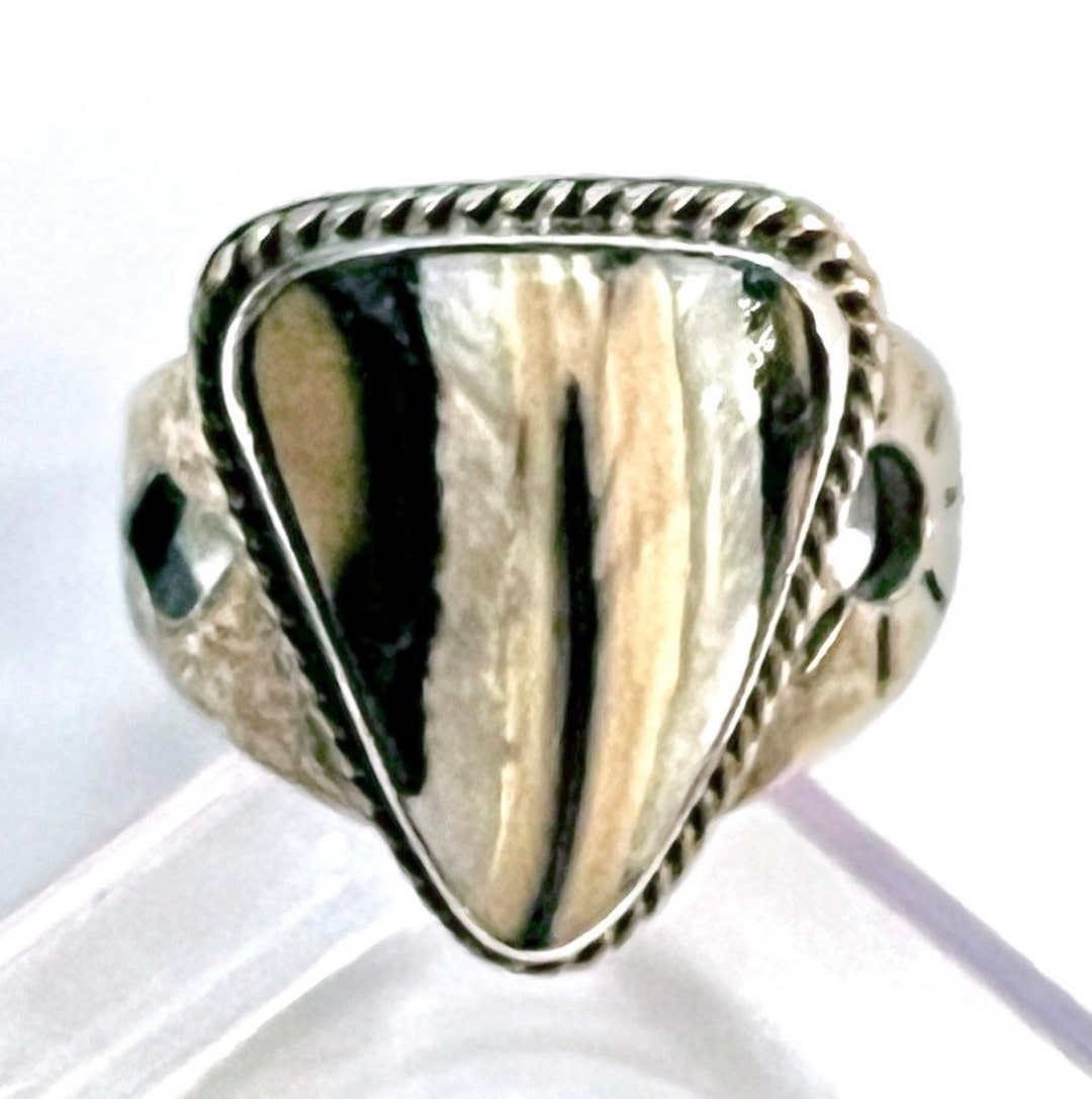 Navajo Signed-lester Jackson, Stunning Vintage Sterling Silver Zebra ...