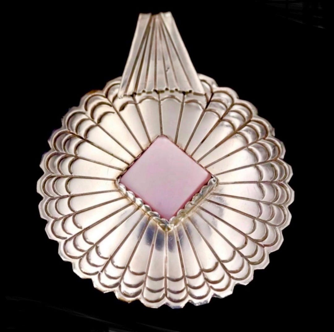 Signed, Vintage Navajo Pink Conch Sterling Silver Pendant - Etsy