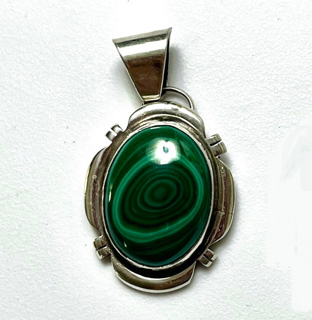 Navajo Signed-cecil Sanders, Vintage 1980s Sterling Silver Malachite ...