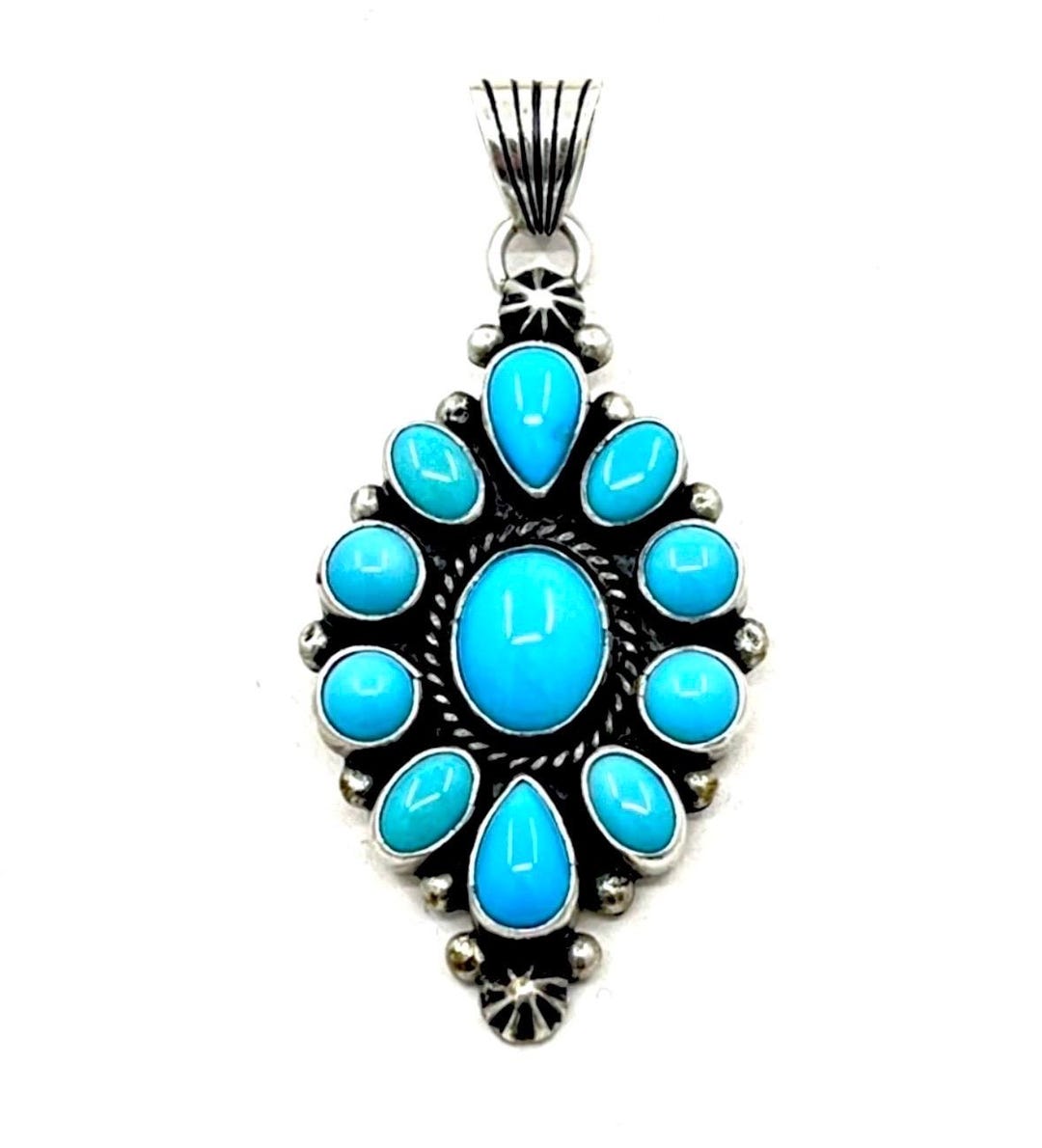 Signed - Albert Jake Vintage Navajo Persian Turquoise Sterling Silver ...