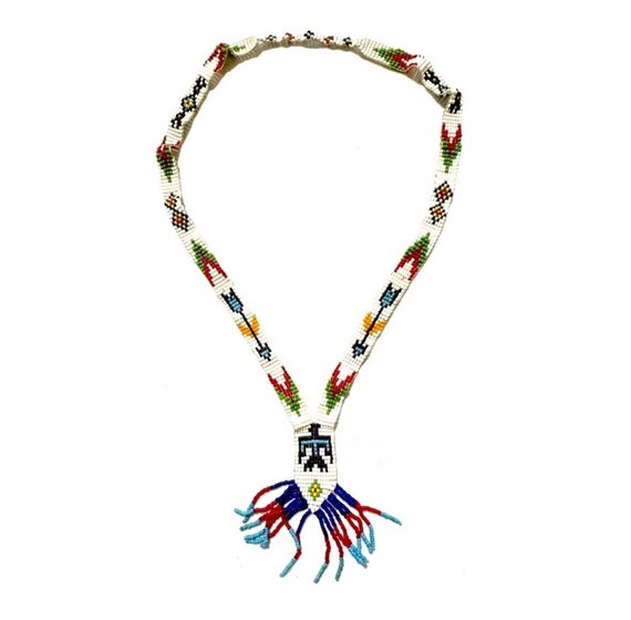 Old Pawn 1950s Cherokee Thunderbird Beadwork 25”Regal… - Gem