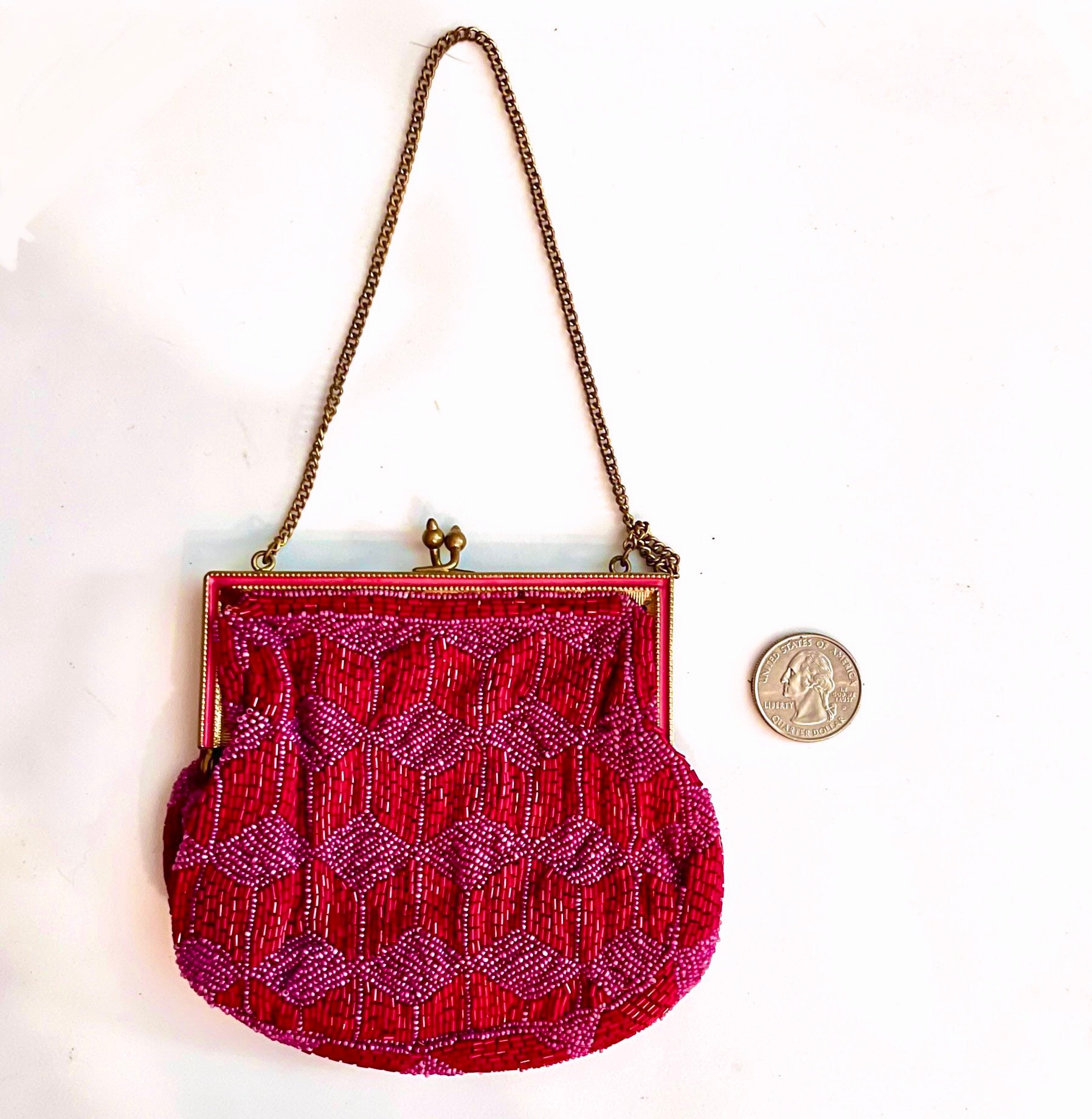 Stunning 1930s Dark Fuschia & Lilac Microbeaded Petite Evening Purse - Etsy