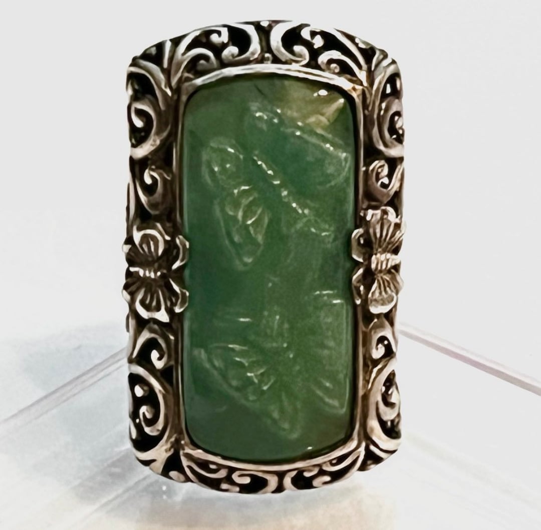 SALE * Jade, Beautiful Sarda Sterling Silver Jade Butterfly Design Ring ...