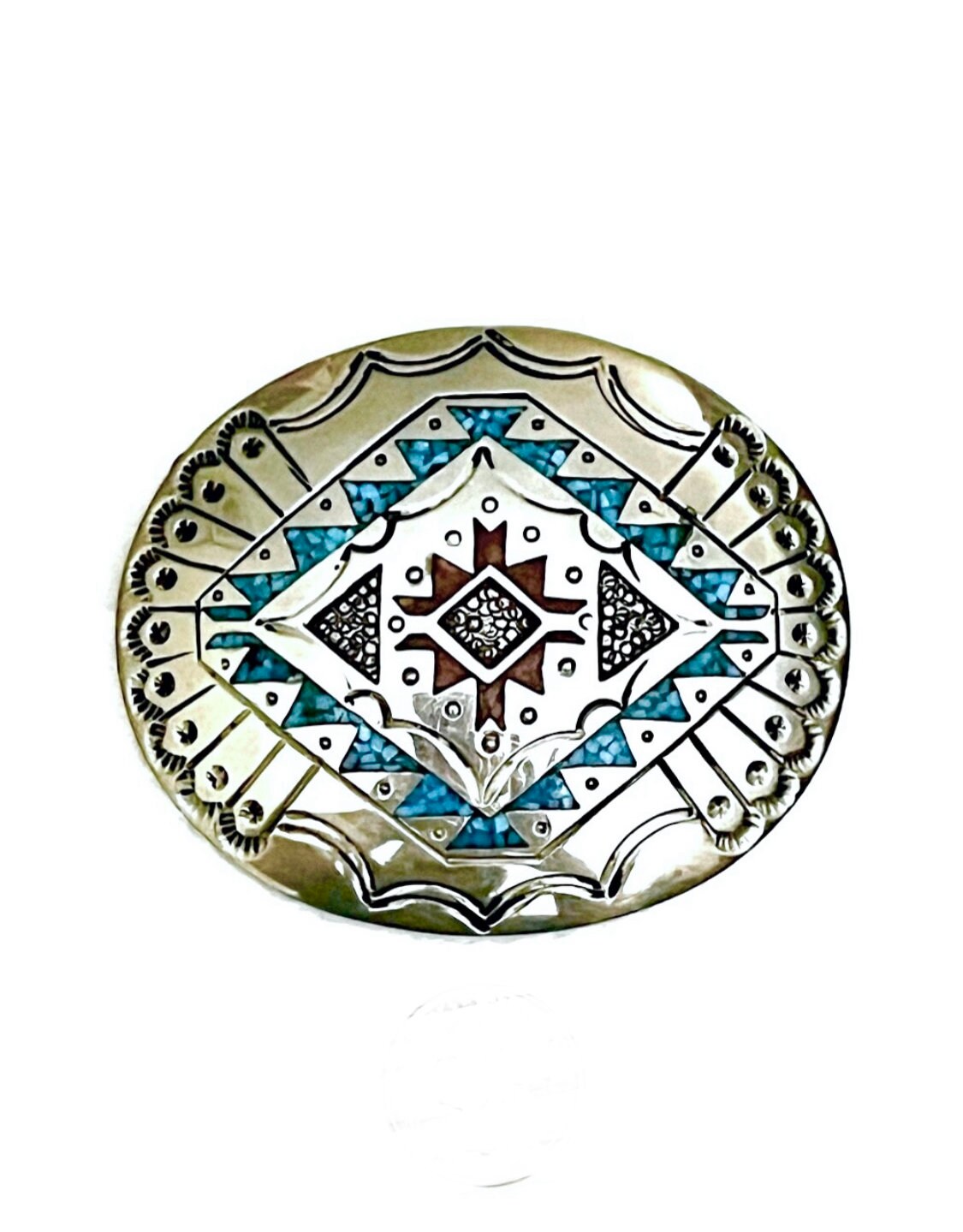 Signed-jimmy Nezzie Navajo Vintage Sterling Red Coral & Turquoise Chip ...