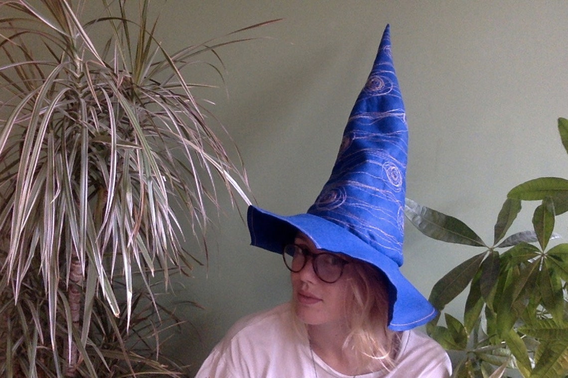 Starry Night Witch / Wizard Hat. Blue Yellow White Swirls. - Etsy