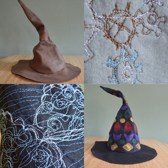 Bespoke Witch / Wizard Hat With 3 Colours of Embroidery Made - Etsy