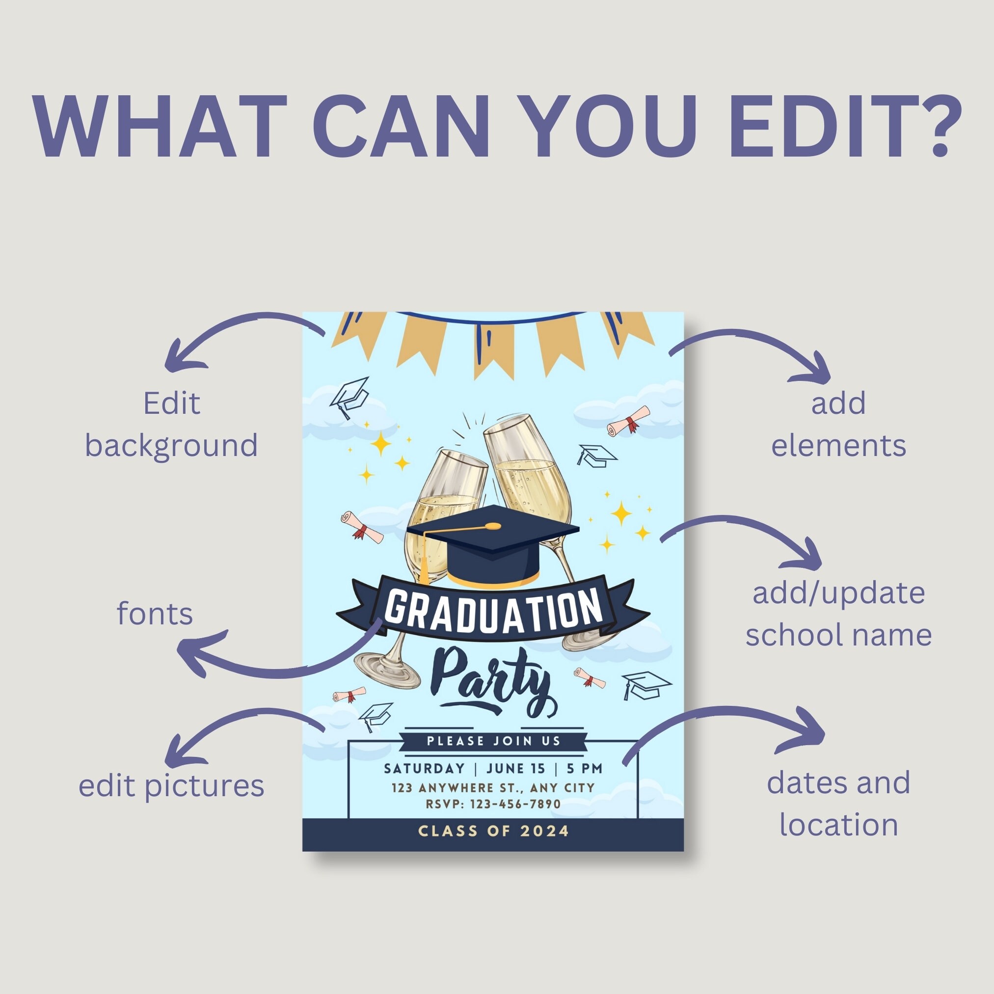 CUSTOMIZABLE Graduation Poster Canva Template Bundle EDITABLE ...