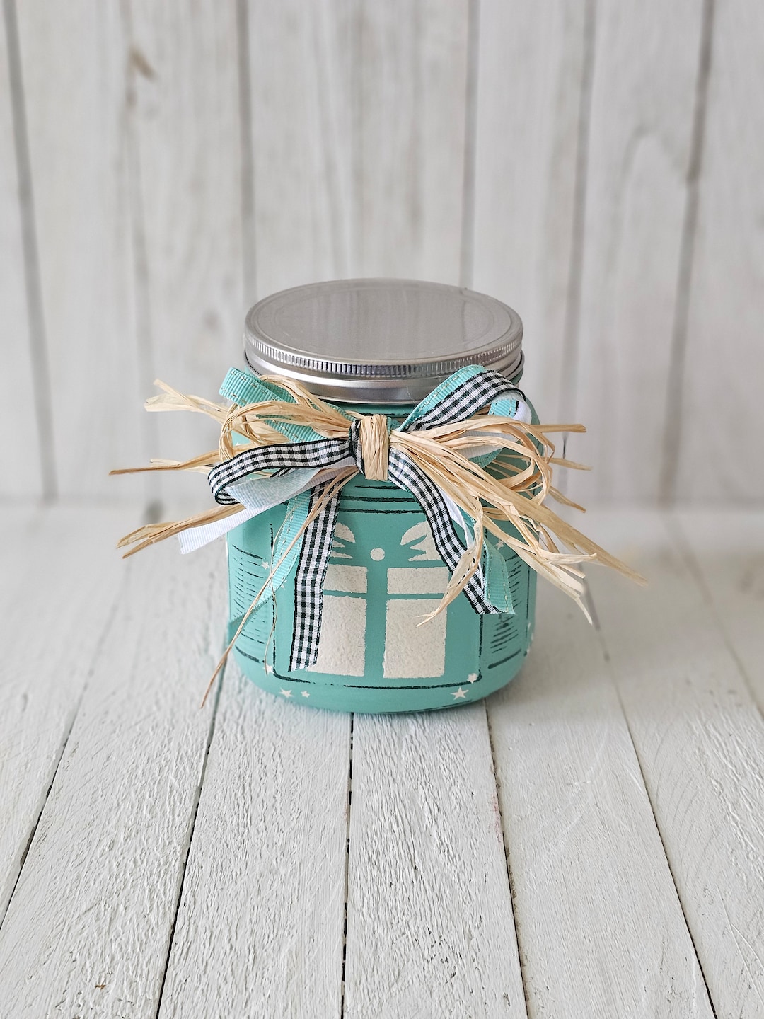 Mini Aqua Snowflake Christmas Jar, Mini Cookie Jar, Christmas Jar ...