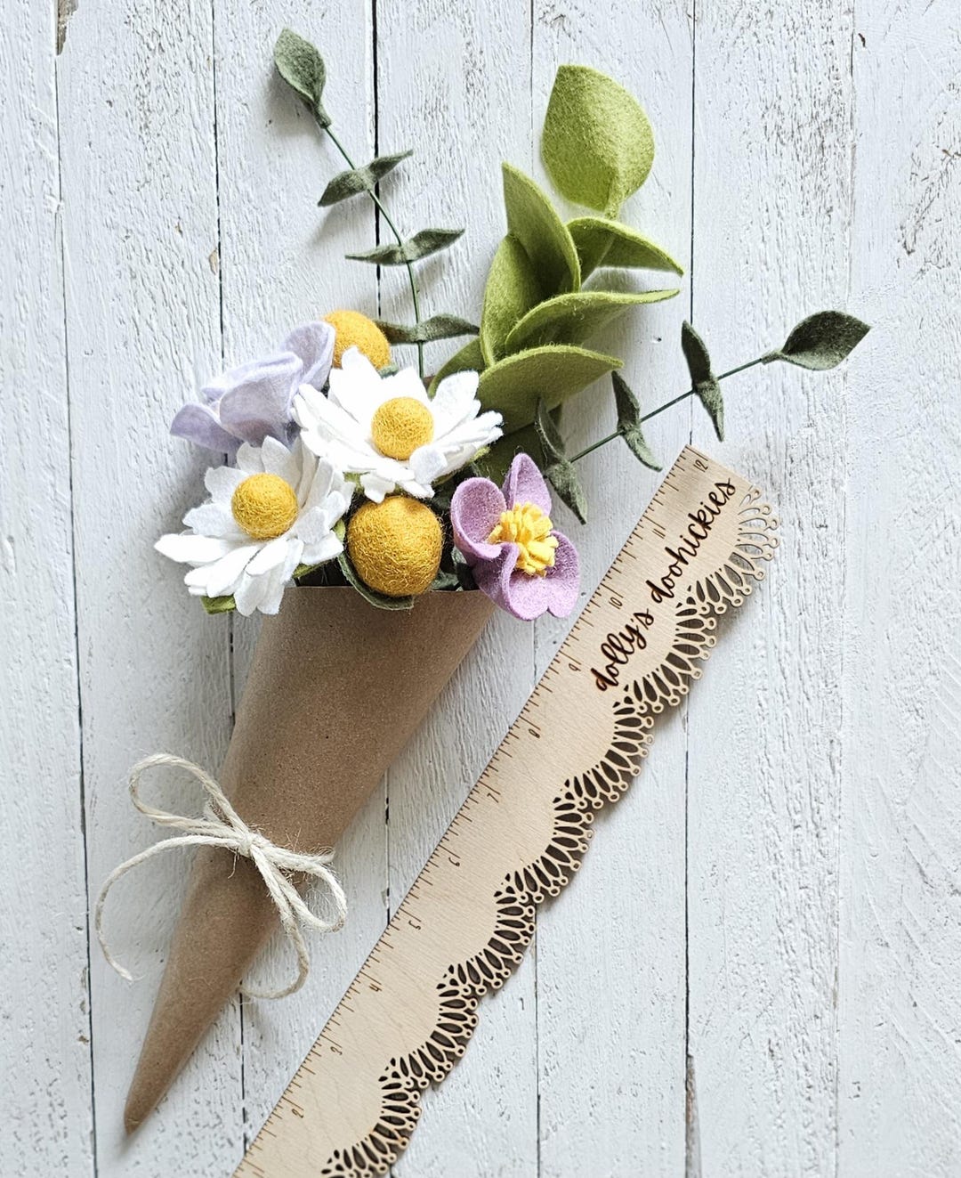 Wild Daisy and Pansy Felt Flower Bouquet: Handmade Custom Bouquets for ...
