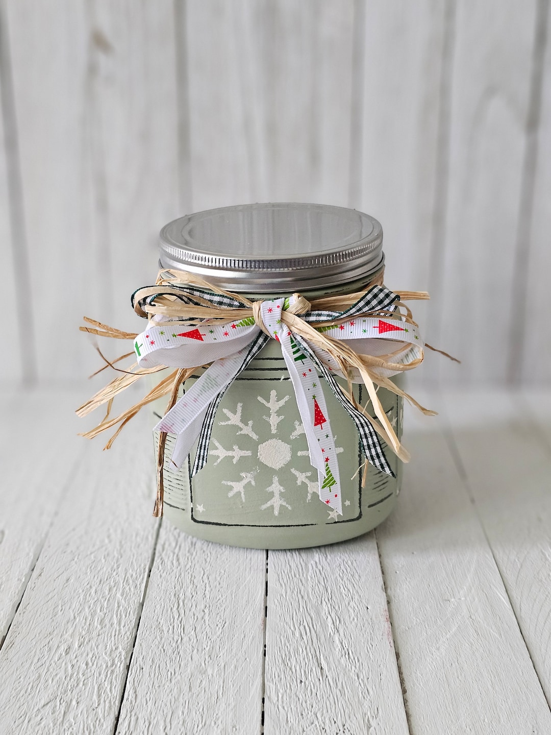 Mini Green Snowflake Christmas Jar, Mini Cookie Jar, Christmas Jar ...