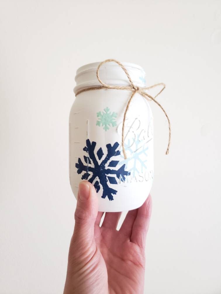 Winter Snowflake Mason Jar Set Mason Jar Set Organizers | Etsy