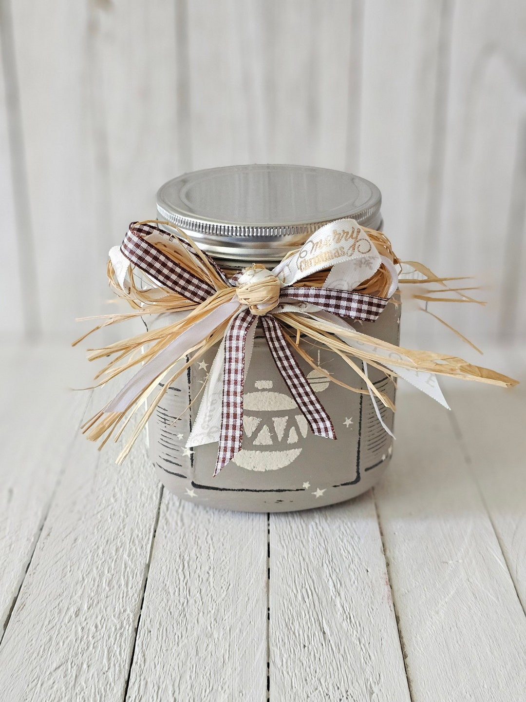 Mini Beige Snowflake Christmas Jar, Mini Cookie Jar, Christmas Jar ...