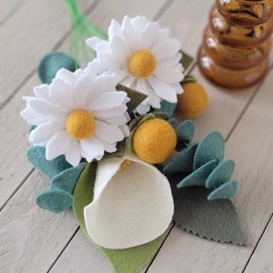 All White Felt Flower Bouquet, Felt Flower Bouquets, Felt Flowers ...