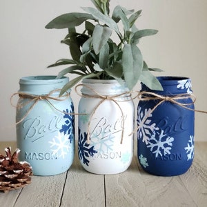 Winter Snowflake Mason Jar Set, Mason Jar Set, Organizers, Snowflake ...