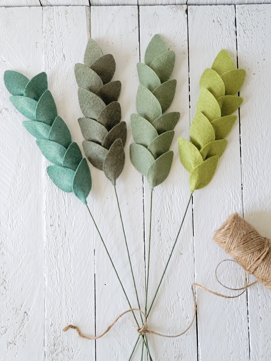Single Felt Leaf Stem, Leaf Stems, Greenery for Bouquets, Foliage Stems ...