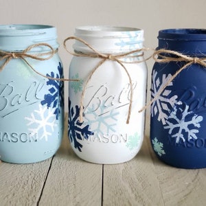 Winter Snowflake Mason Jar Set, Mason Jar Set, Organizers, Snowflake ...