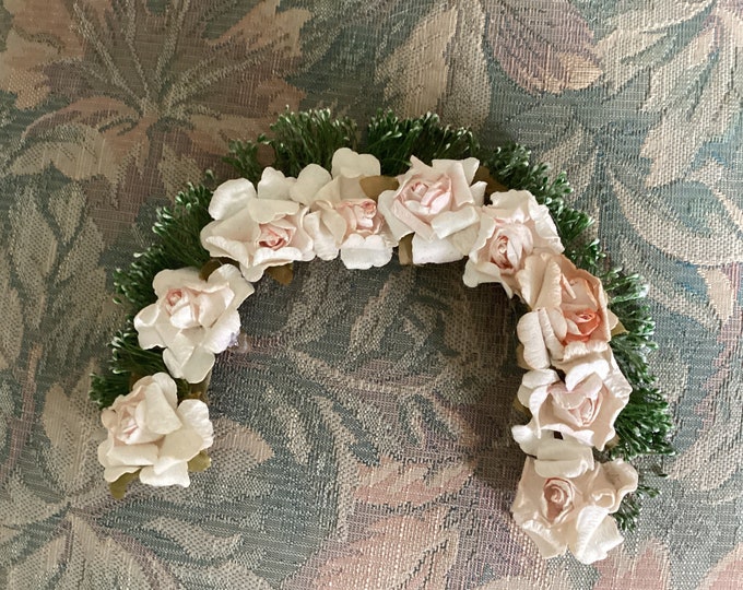 Vintage Paper Roses and Antique Waxed Sprays Headband or Arched Decor ...