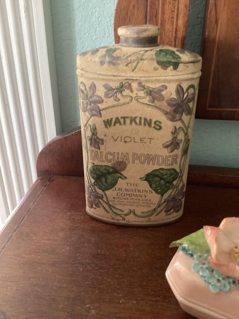 REDUCED! Antique Watkins Violet Talcum Powder Can - Etsy