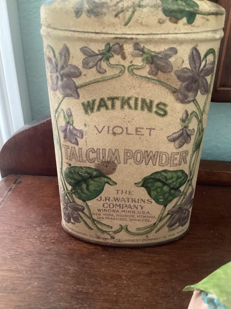 REDUCED! Antique Watkins Violet Talcum Powder Can - Etsy