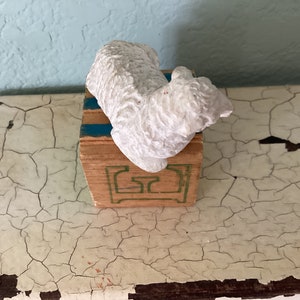 Antique Small Wood Lamb Block With Antique Plaster Lamb on It. Adorable ...