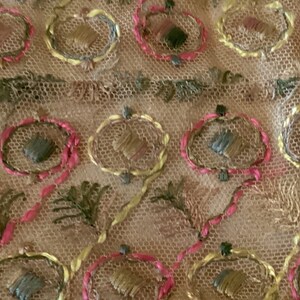 REDUCED! Antique Art Deco Silk Embroidery on Net With Silk Underlay, 15 ...