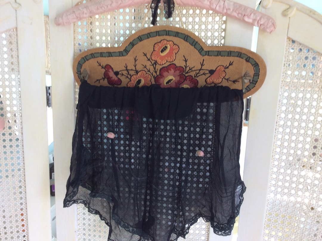 REDUCED! Art Nouveau Lingerie Boudoir Hanging Rack, Embroidery, Bar up ...
