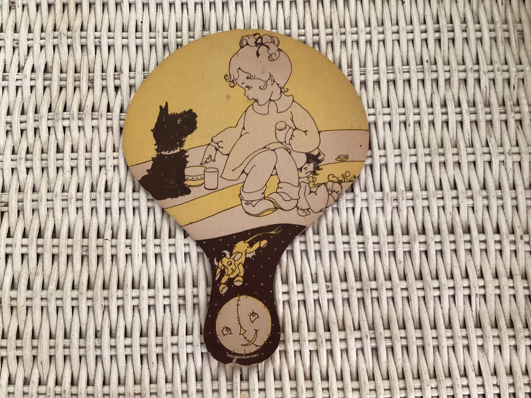 REDUCED! 1920’s Advertising Fan, Girl, Scotty Dog, Doll, Cow Jumping ...