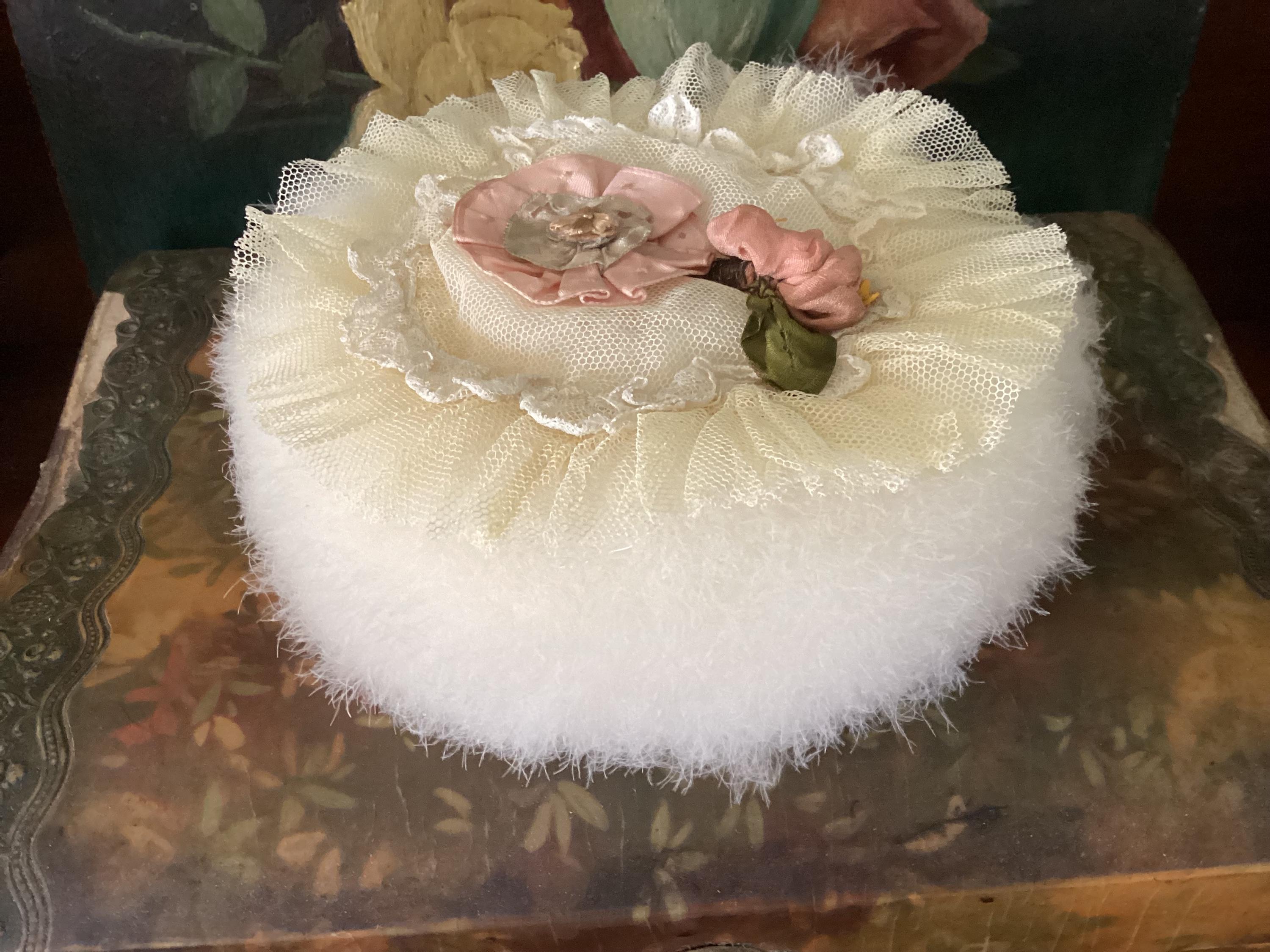 Reduced!antq. Large 6.5” Swan Down Powder Puff, Antique Silk Ribbon ...
