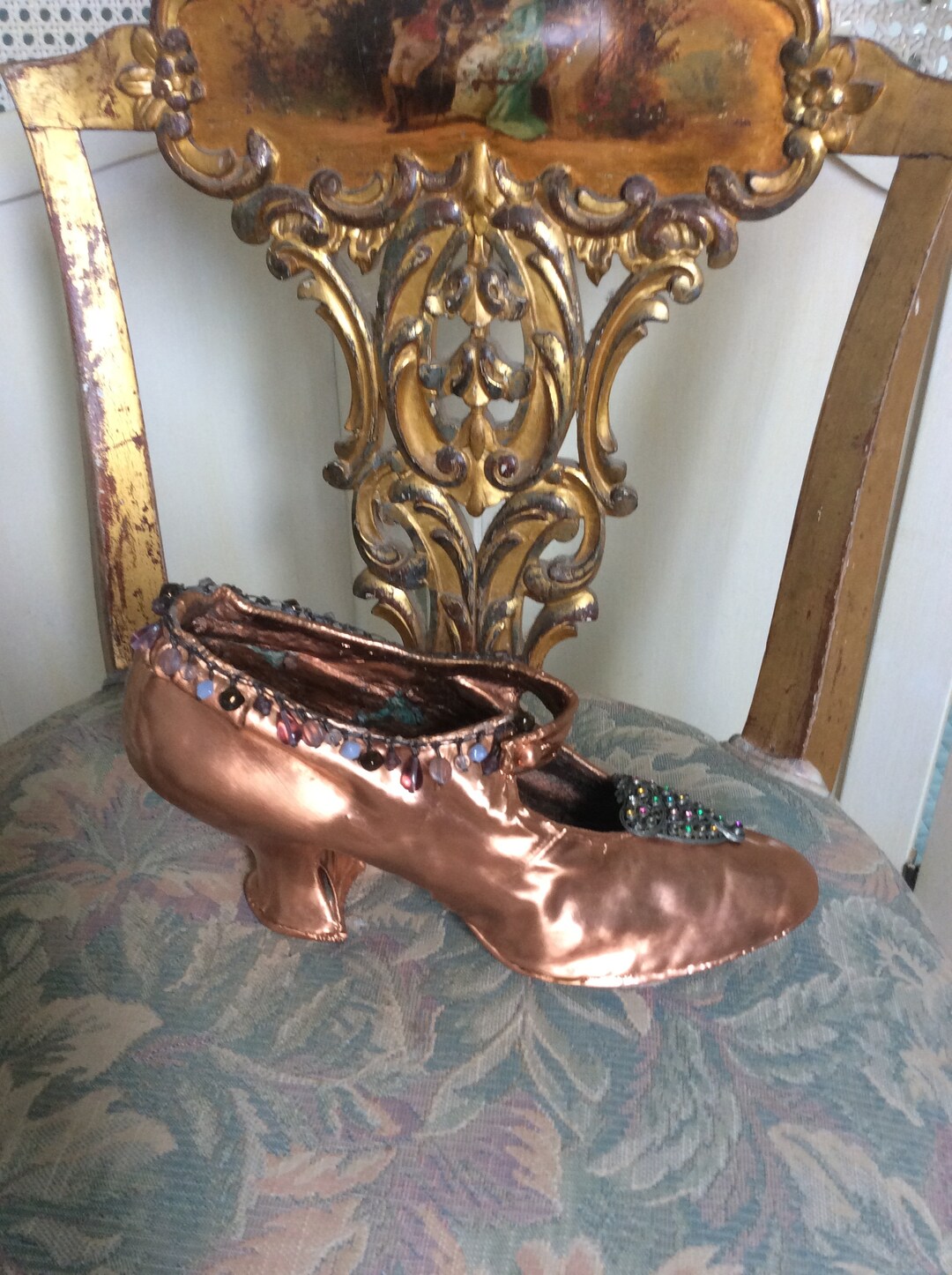 REDUCED Art Deco Bronzed Ladies Wedding Shoes With Art Deco Jeweled ...