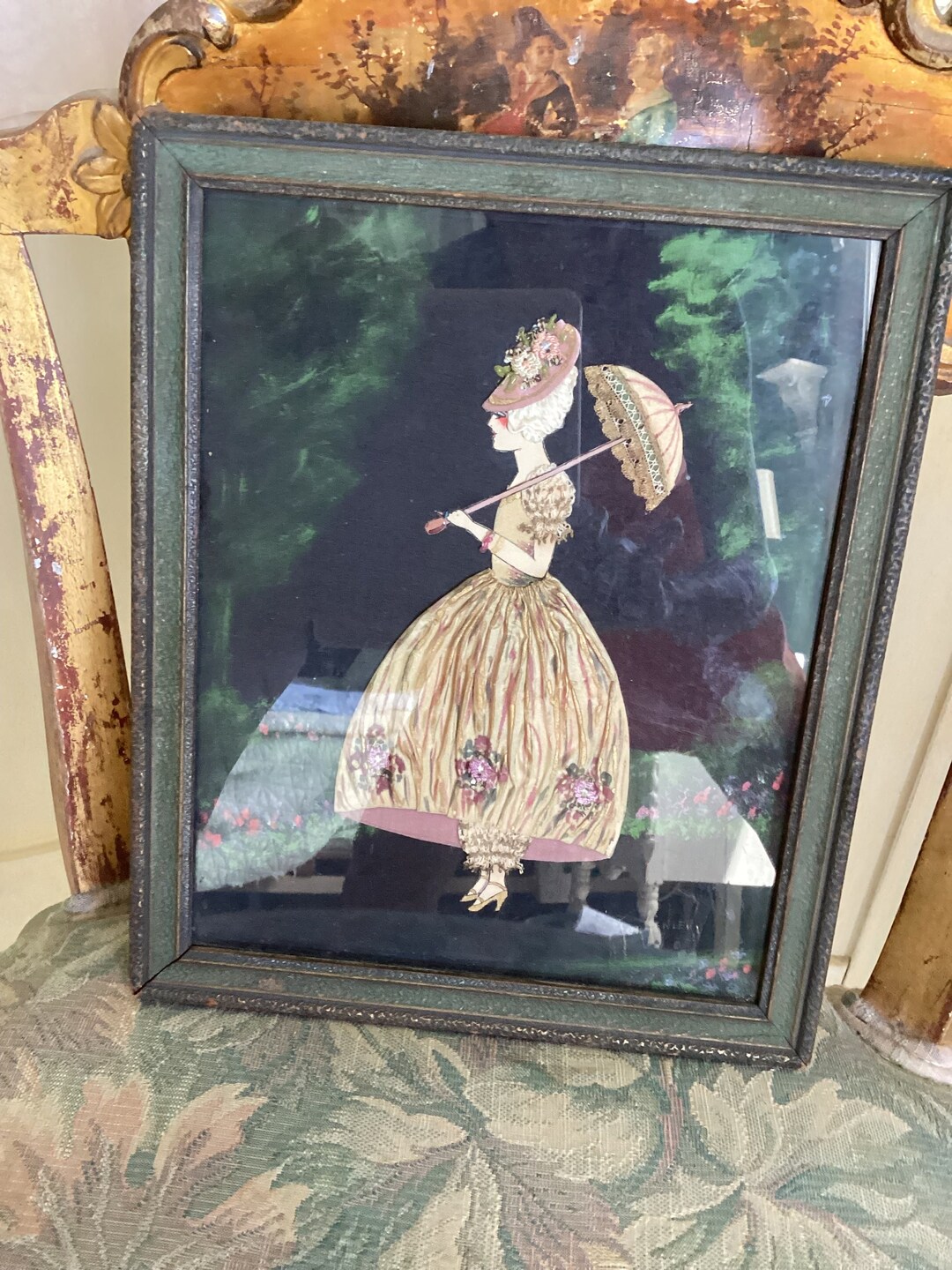 Fabulous Antique Victorian Textile, Painting 3D Art, in Original Frame ...