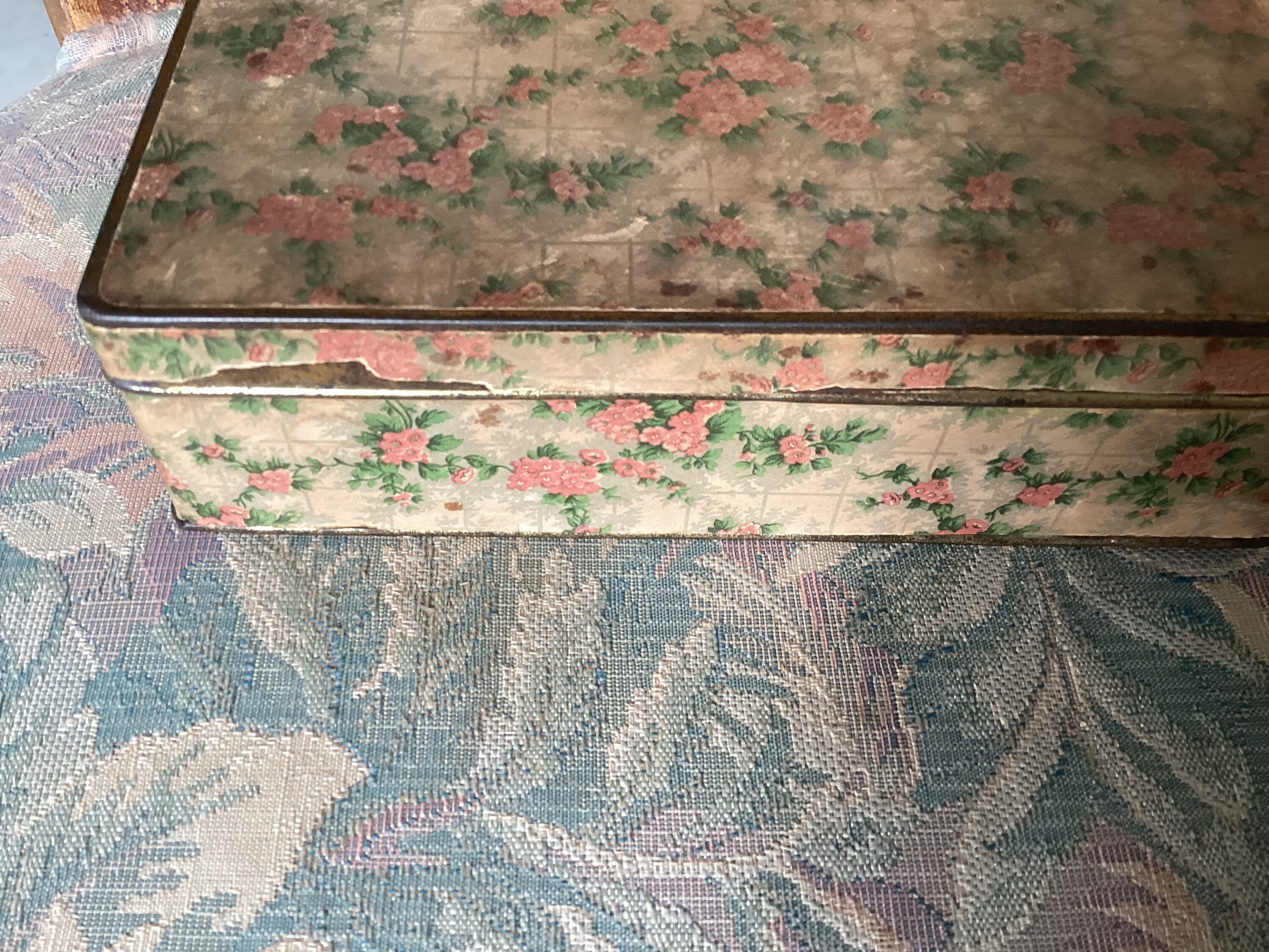 REDUCED! Antique, Deco Tin Chocolate Box Overlaid in Precious Rose ...