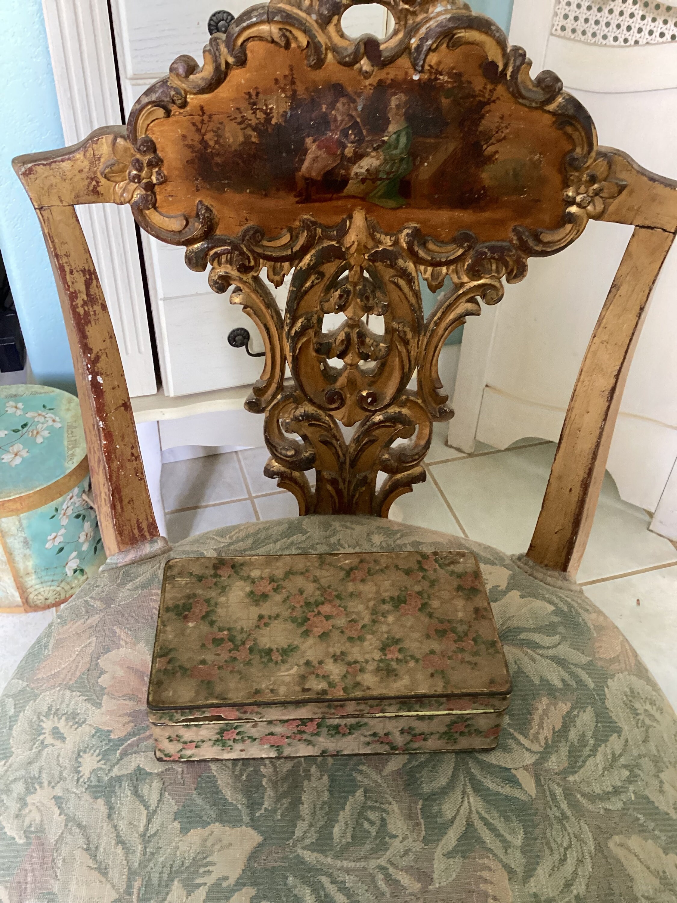 REDUCED! Antique, Deco Tin Chocolate Box Overlaid in Precious Rose ...