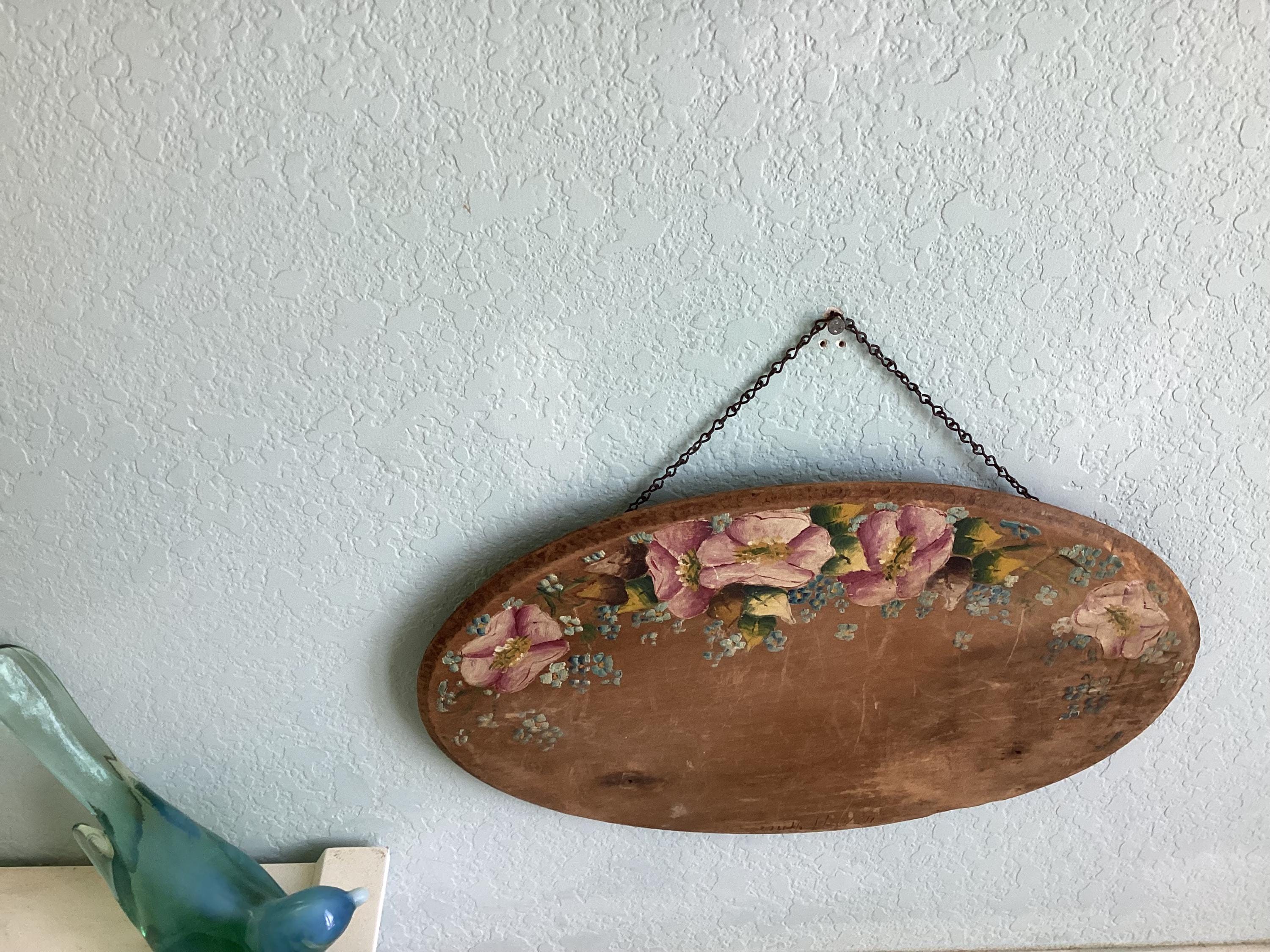 Antique Early 1900’s Rustic Wood Oval Hanging Sign, With Beautifully ...