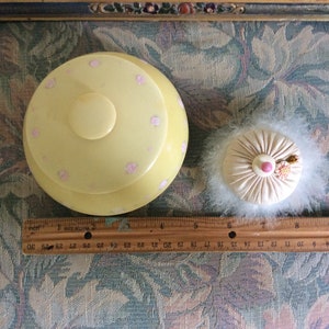 REDUCED Art Deco Swan Down Silk and Celluloid Powder Puff Hand Painted ...