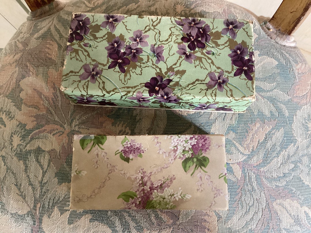 Antique Victorian Cardboard Paper Covered Candy, Vanity Box Lot, 2 ...