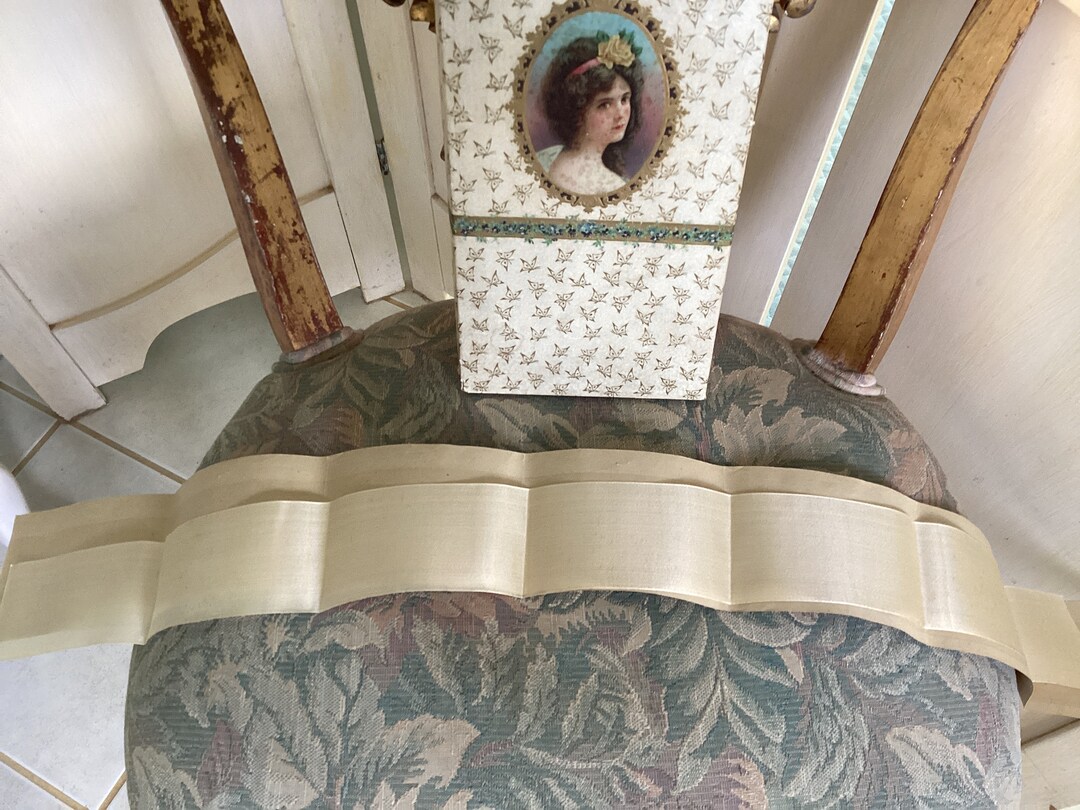 REDUCED Antique Fine Cream Silk Ribbon 25.5 Long, 2 Wide, Wrapped in ...