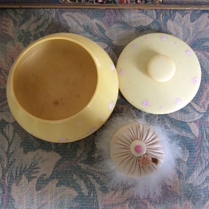 REDUCED Art Deco Swan Down Silk and Celluloid Powder Puff Hand Painted ...