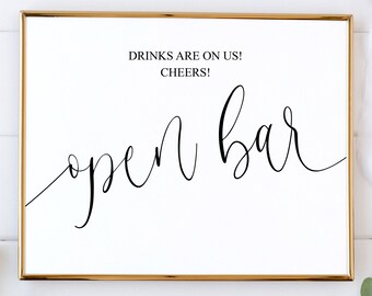 Drinks Are on Us Sign Template Instant Download Wedding Open - Etsy