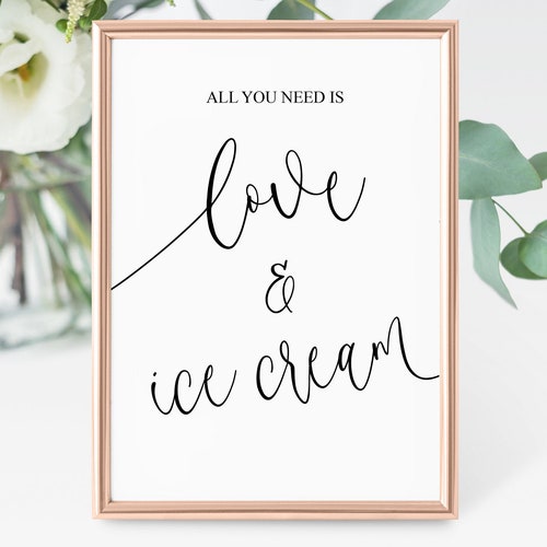 Printable Ice Cream Sundae Bar Sign All You Need is Love and - Etsy
