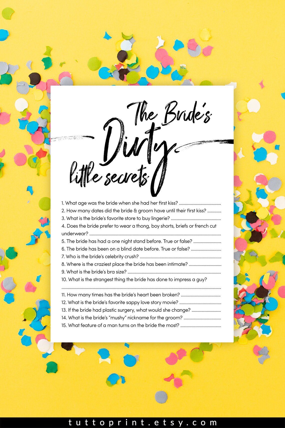 Bachelorette Party Game Bride Trivia Hens Party Game | Etsy