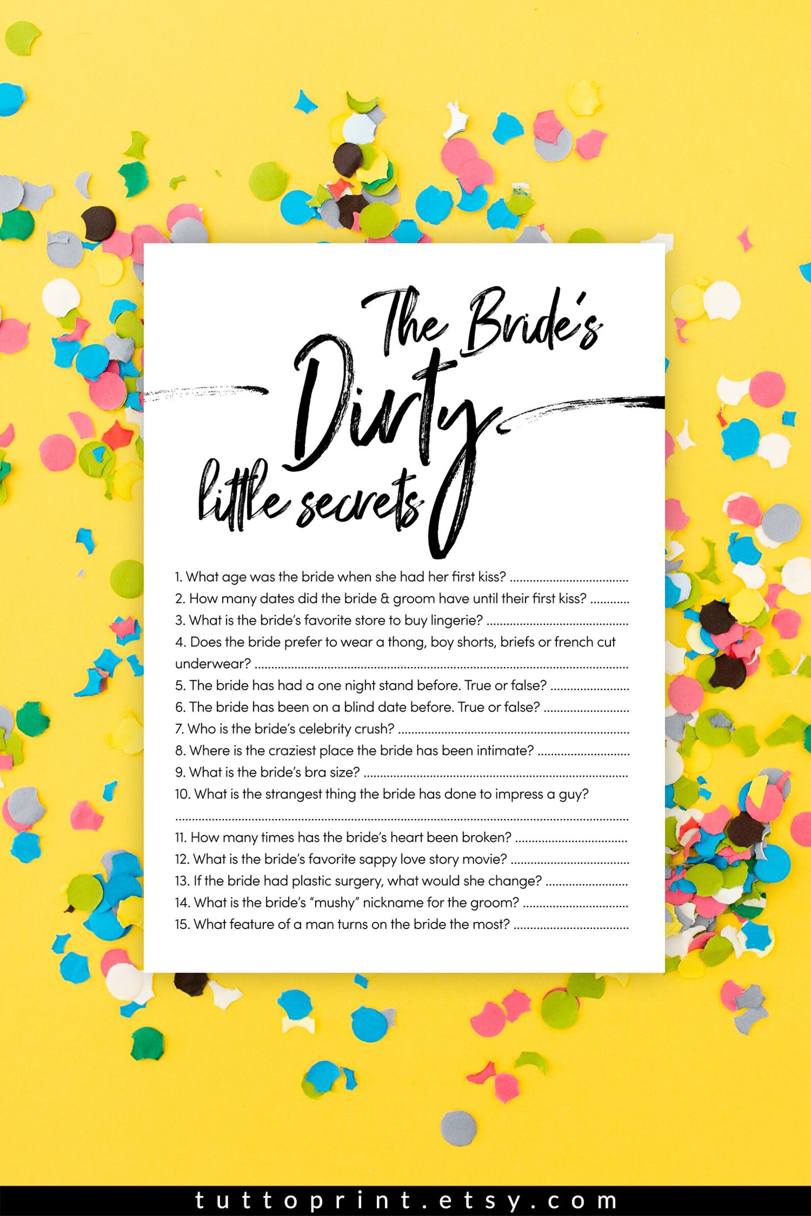 Bachelorette Party Game Bride Trivia Hens Party Game | Etsy