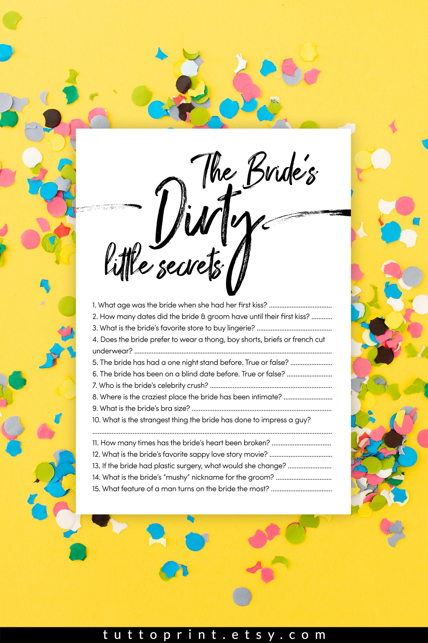 Bachelorette Party Game Bride Trivia Hens Party Game | Etsy