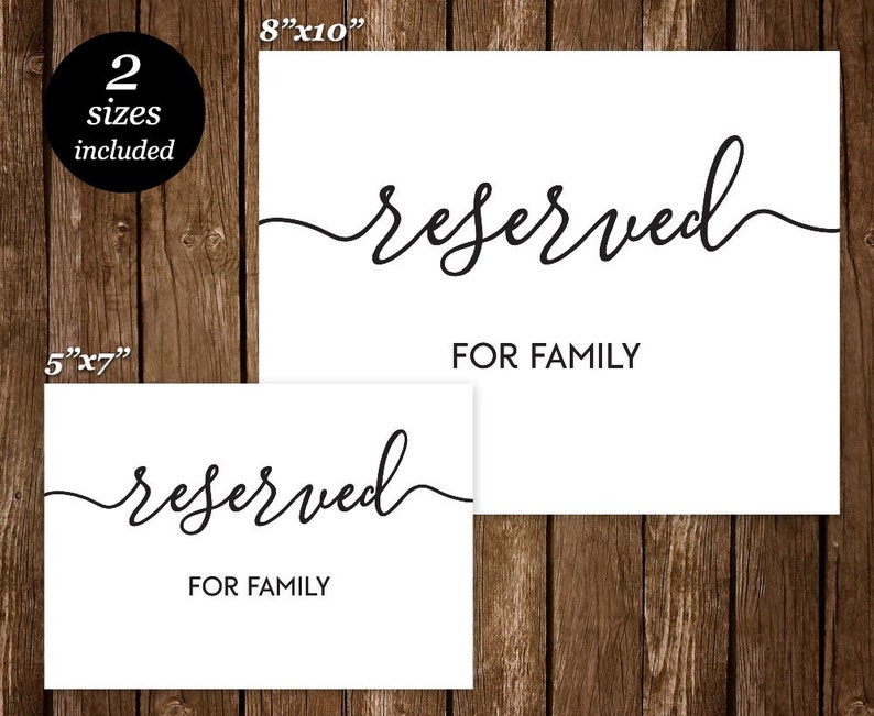Free Printable Reserved Seating Signs For Your Wedding
