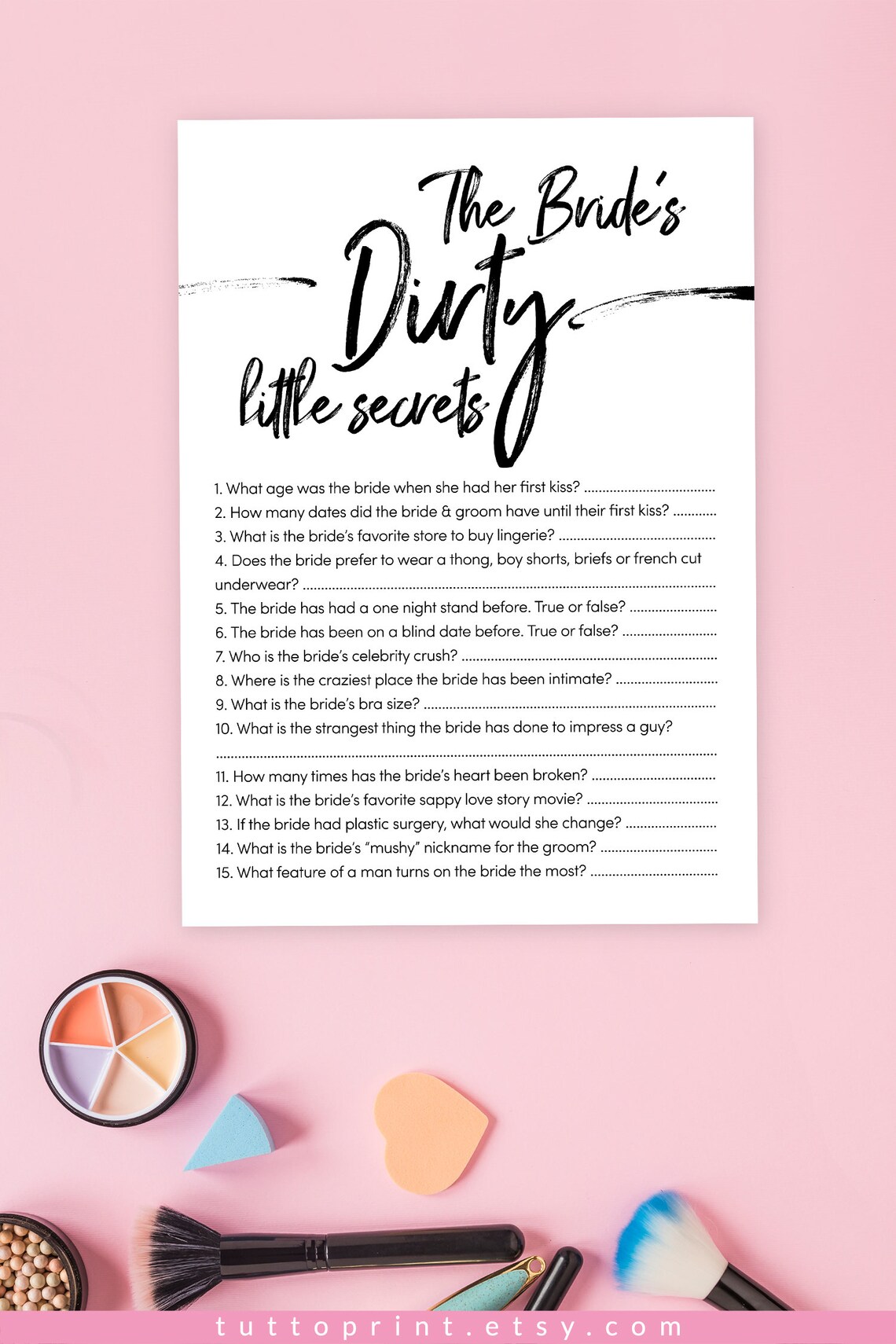 Bachelorette Party Game Bride Trivia Hens Party Game | Etsy