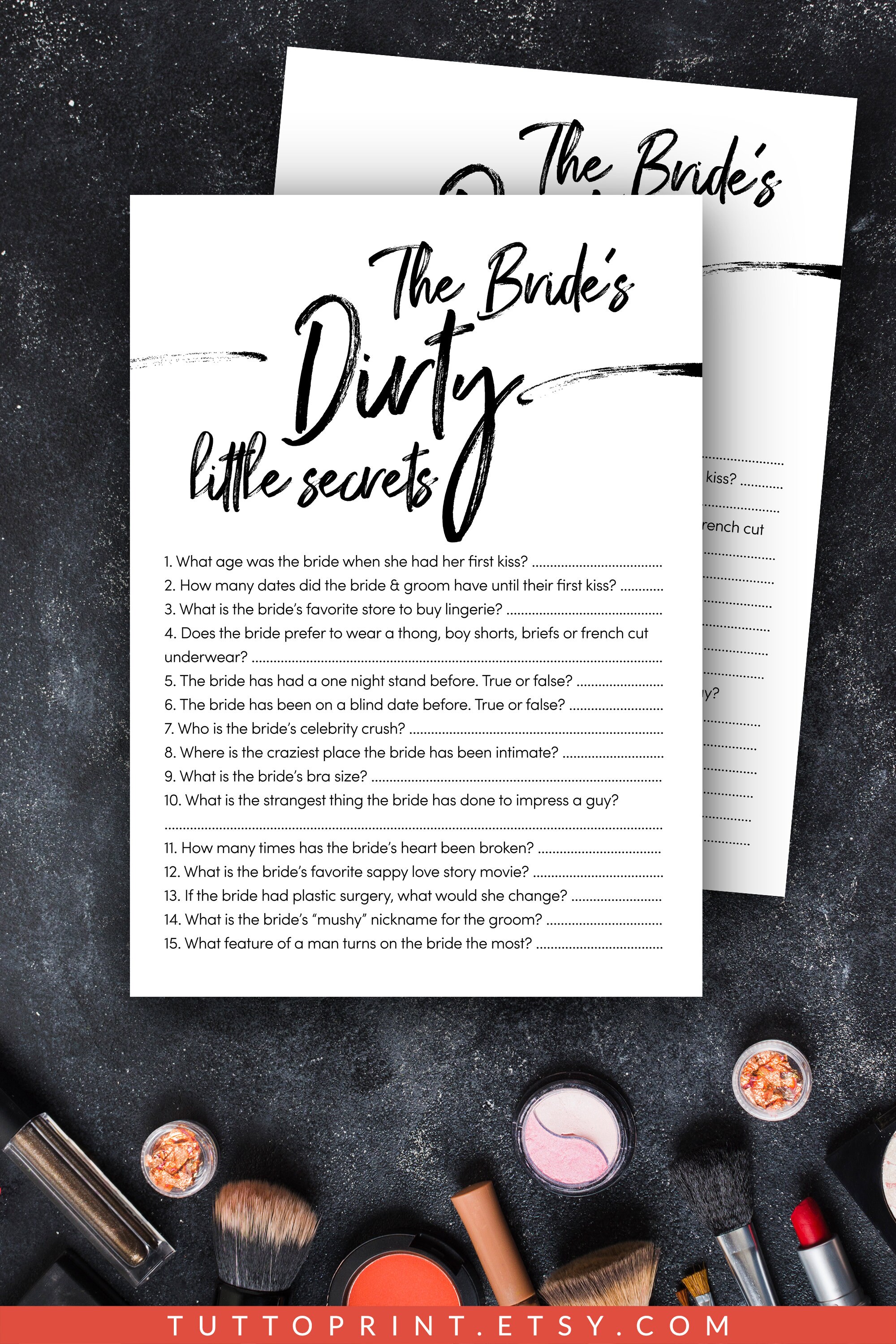 Bachelorette Party Game Bride Trivia Hens Party Game | Etsy